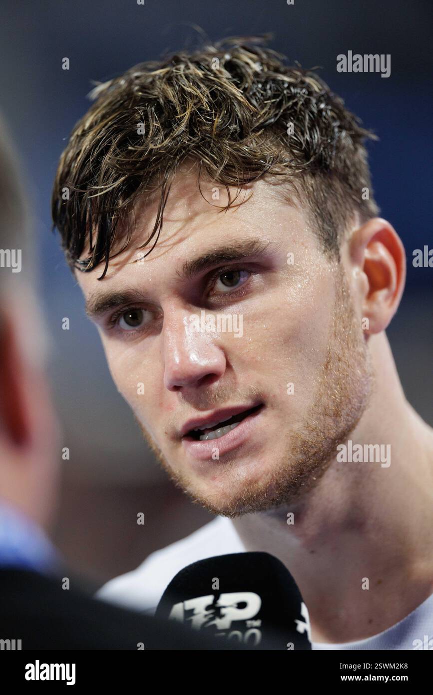 Jack Draper of Great Britain during the 2025 Qatar ExxonMobil Open, ATP ...