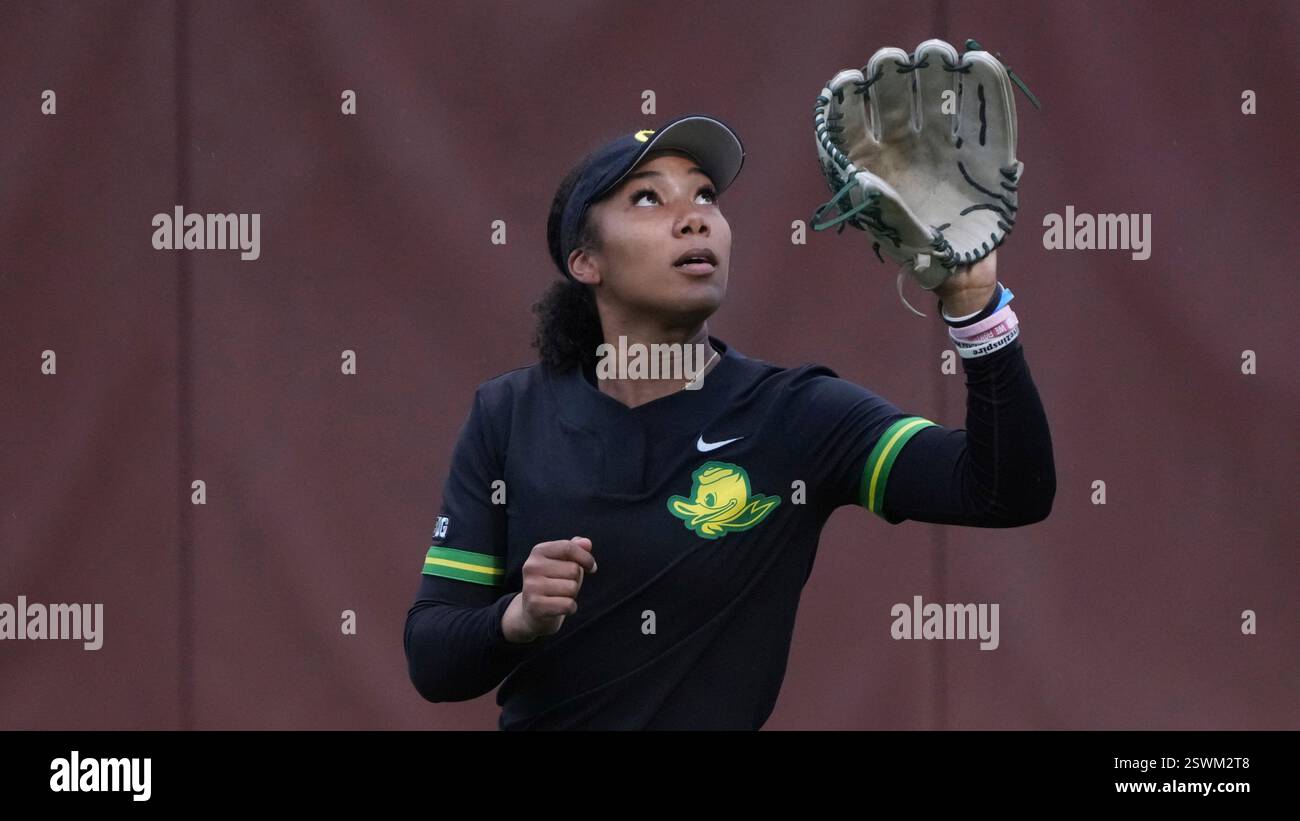 Oregon outfielder Ayanna Shaw (11) during an NCAA softball game against Arizona State on ...