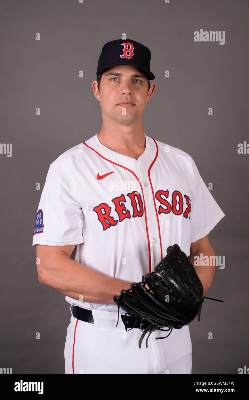 Boston Red Sox pitcher Robert Stock poses during photo day at the team ...