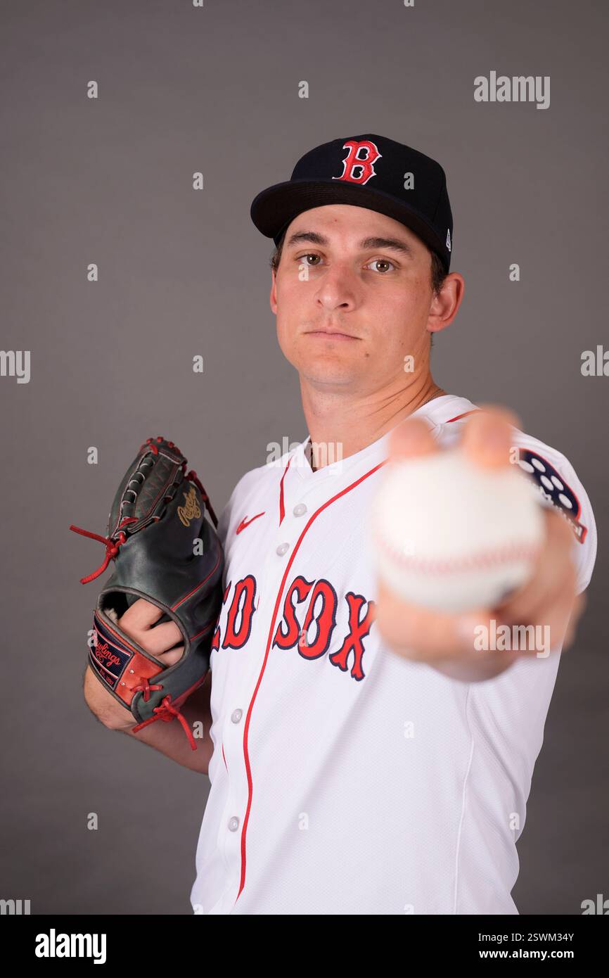 Boston Red Sox pitcher Zach Penrod poses during photo day at the team's ...