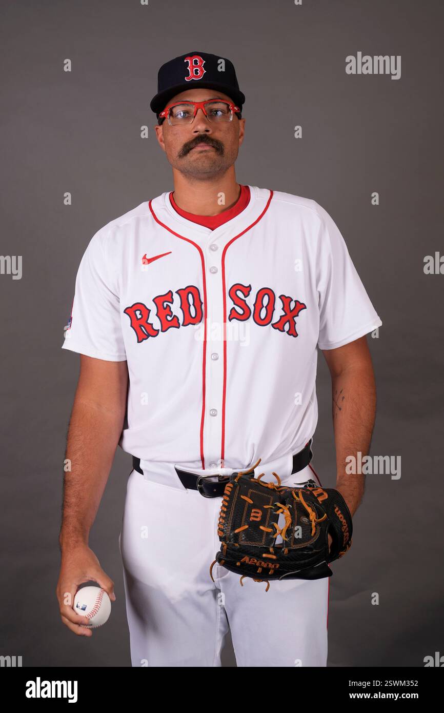 Boston Red Sox pitcher Isaiah Campbell poses during photo day at the ...