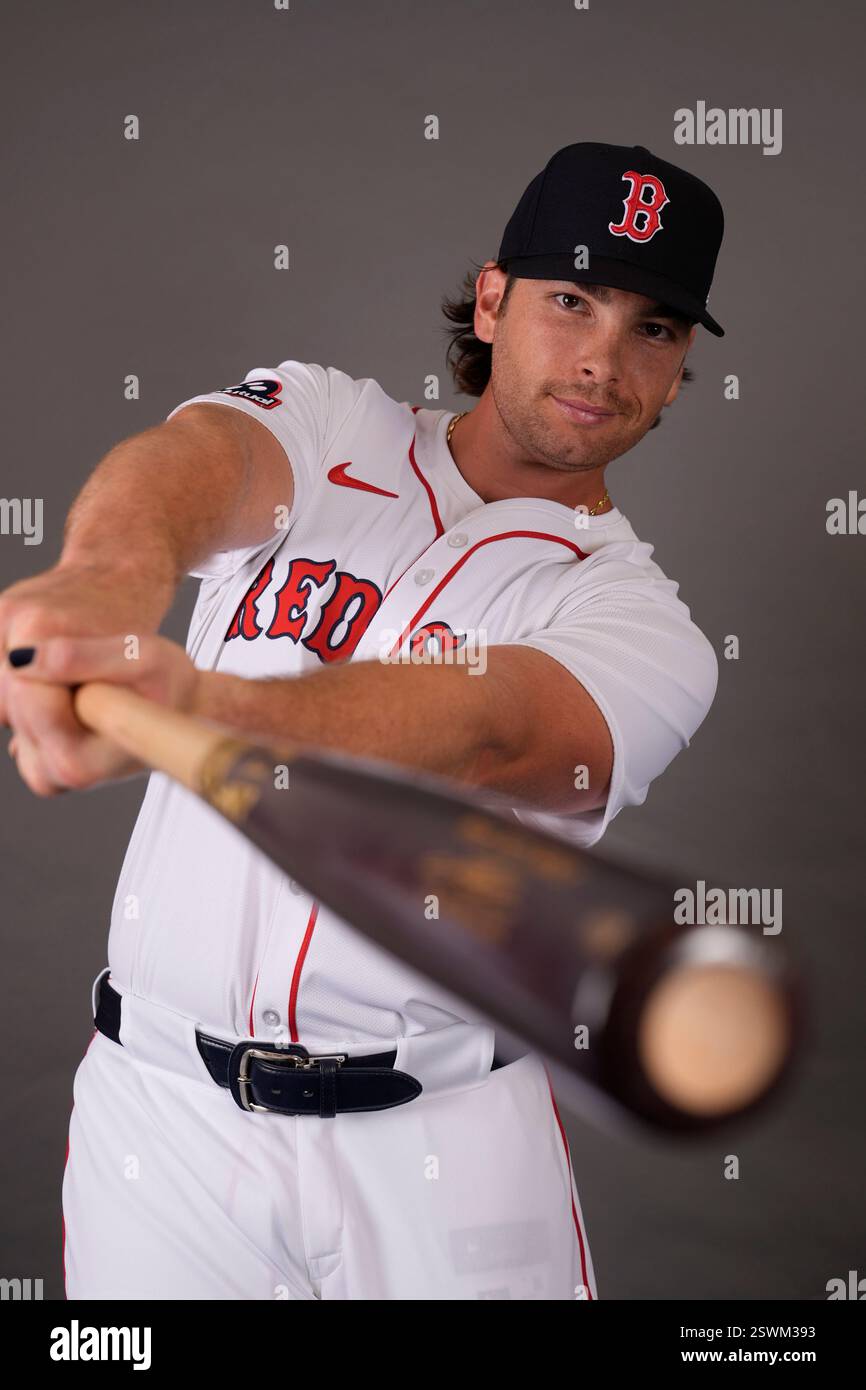Boston Red Sox first base Triston Casas poses during photo day at the team's training facility ...