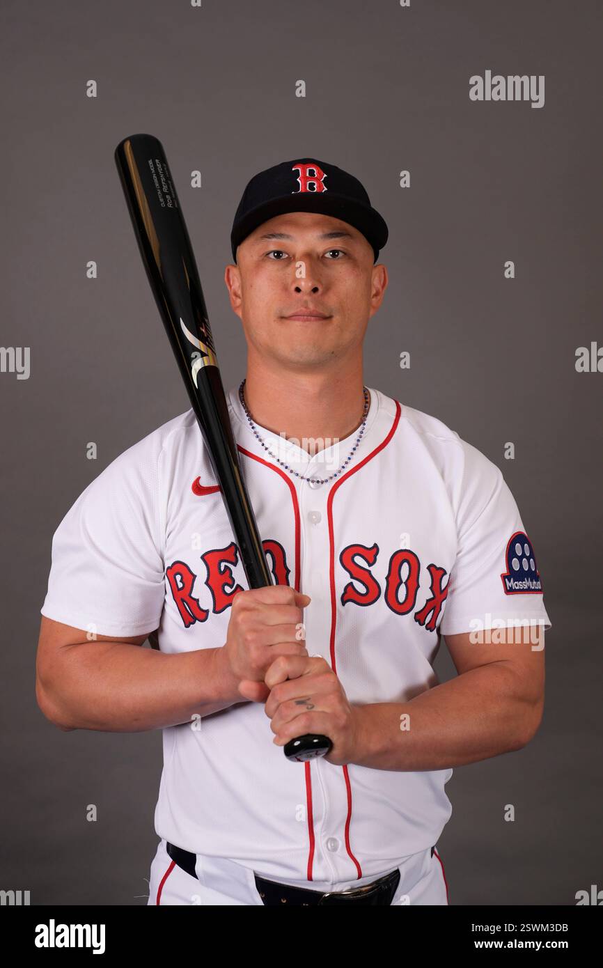 Boston Red Sox outfielder Rob Refsnyder poses during photo day at the ...