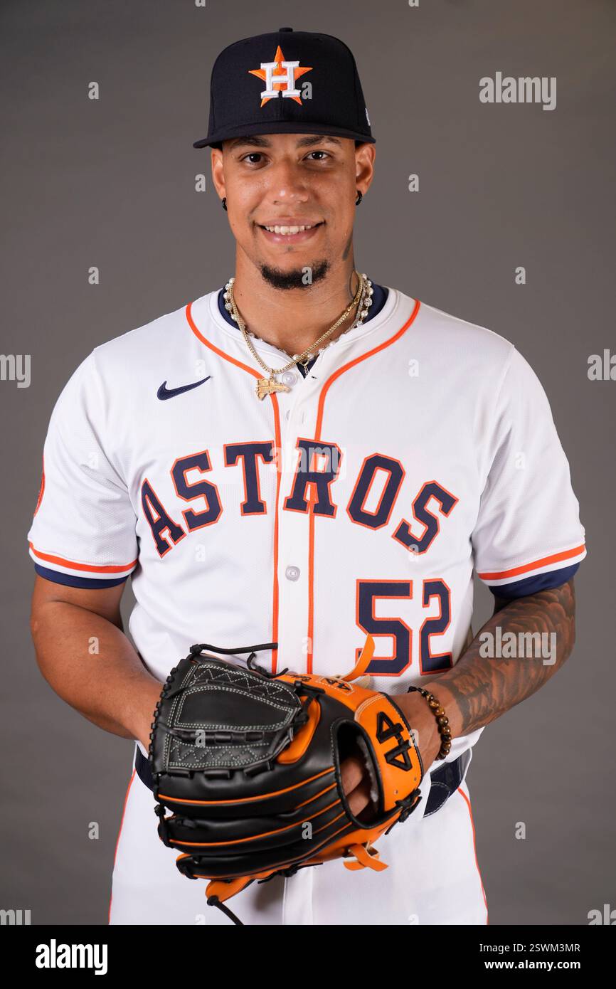 Houston Astros pitcher Bryan Abreu poses during photo day at the team's ...