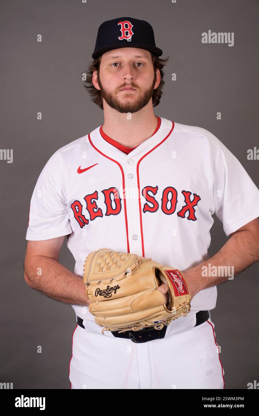 Boston Red Sox pitcher Justin Slaten poses during photo day at the team ...