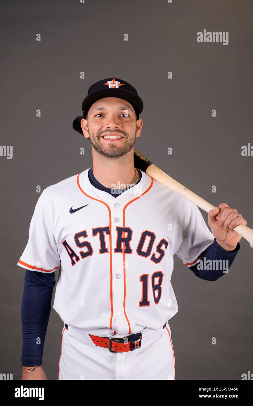 Houston Astros catcher César Salazar poses during photo day at the team ...
