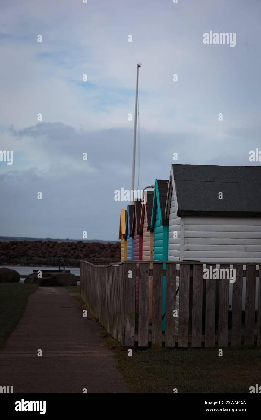 Amble Beach Huts, Northumberland Stock Photo - Alamy
