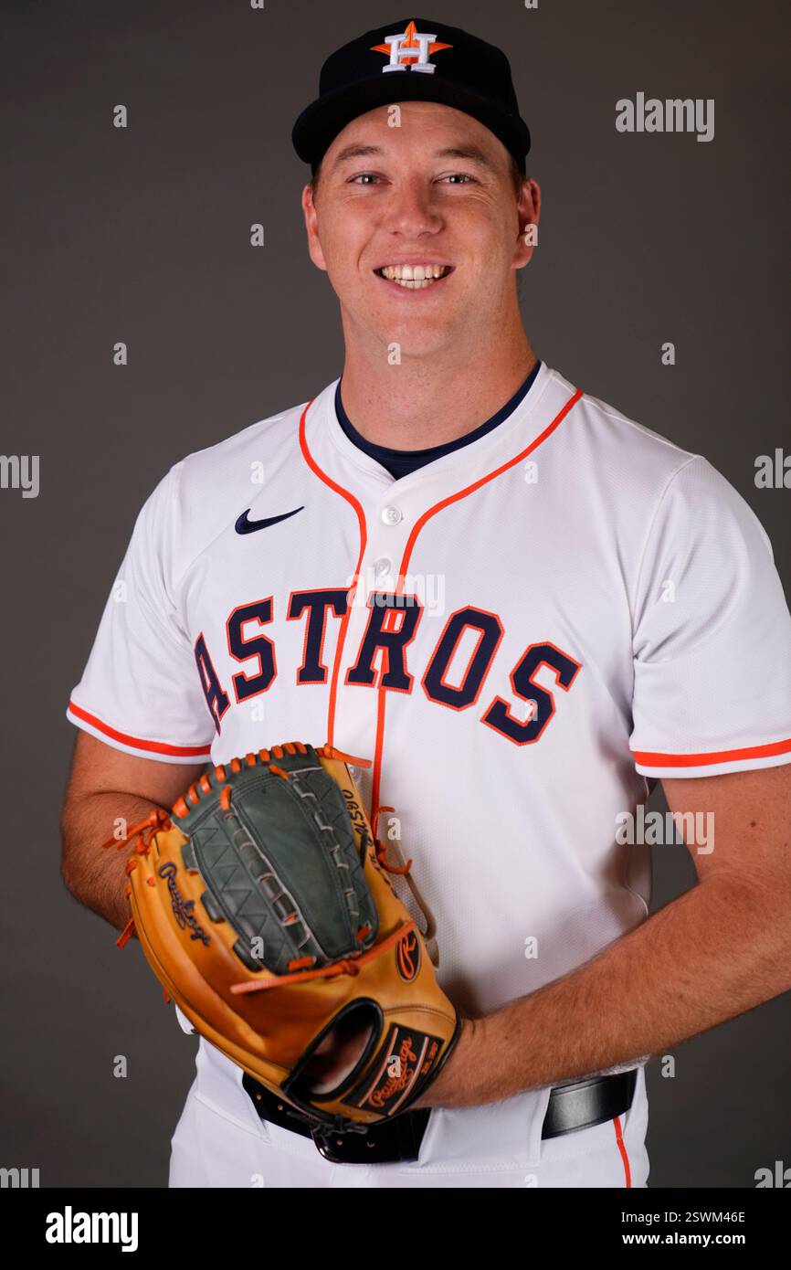 Houston Astros pitcher Ryan Gusto poses during photo day at the team's ...