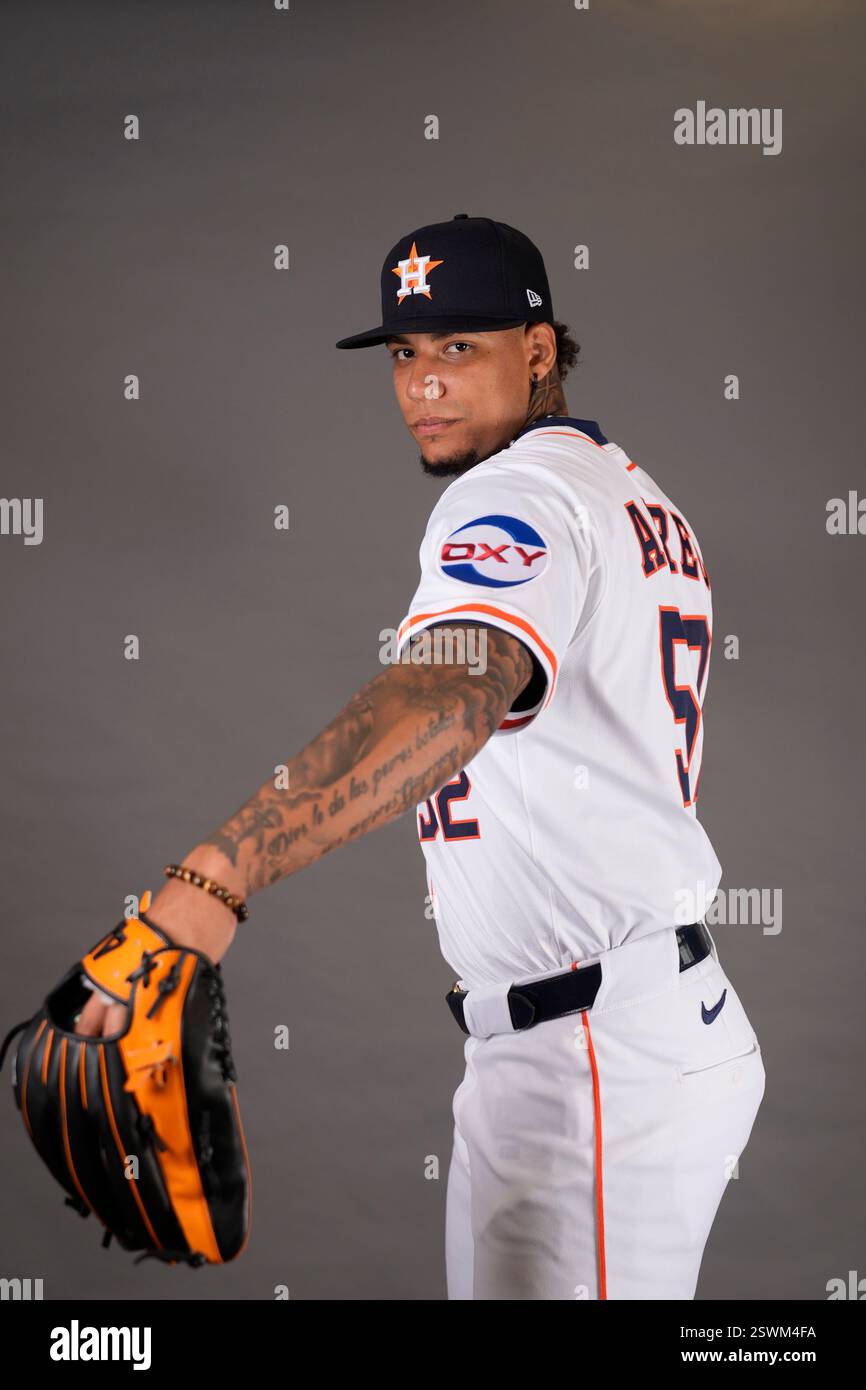 Houston Astros pitcher Bryan Abreu poses during photo day at the team's ...