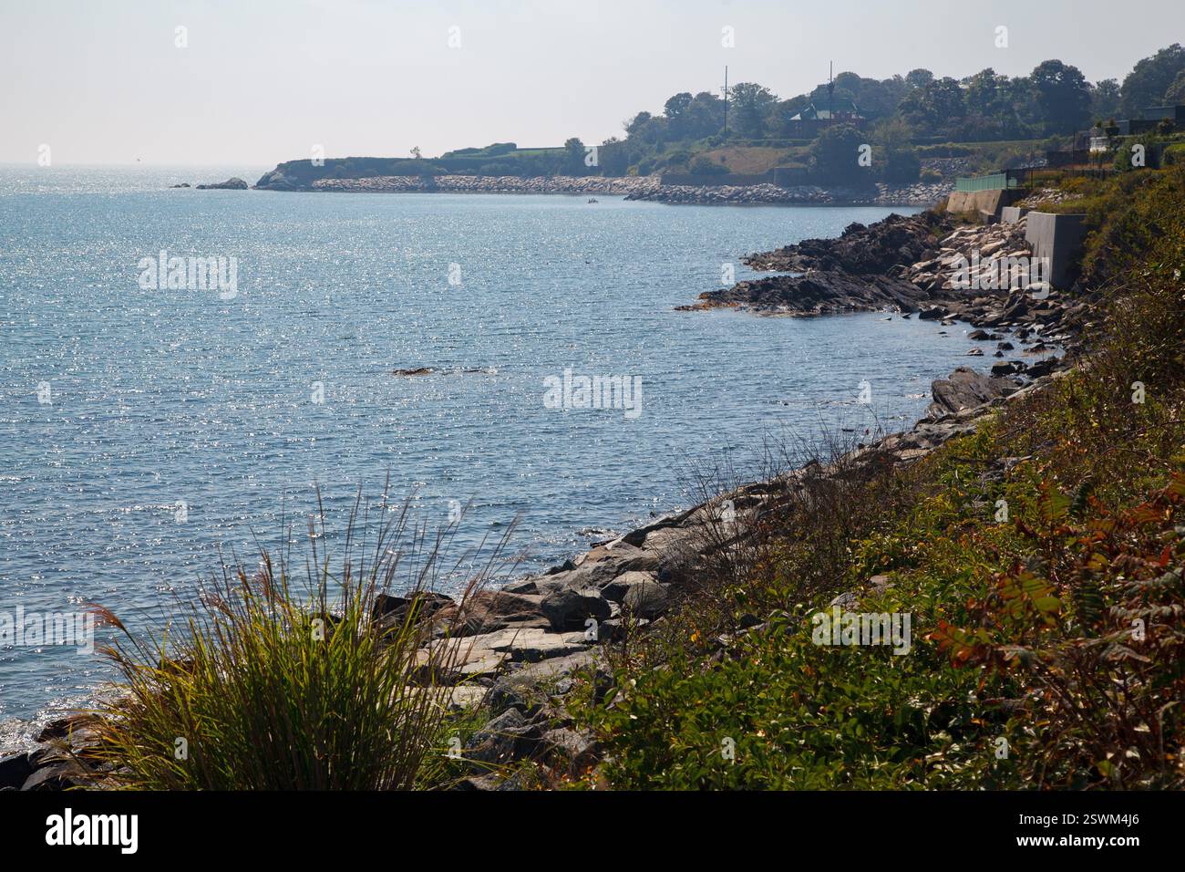 A Rocky beach at the Cliff walk at the shore of the Easton bay in ...