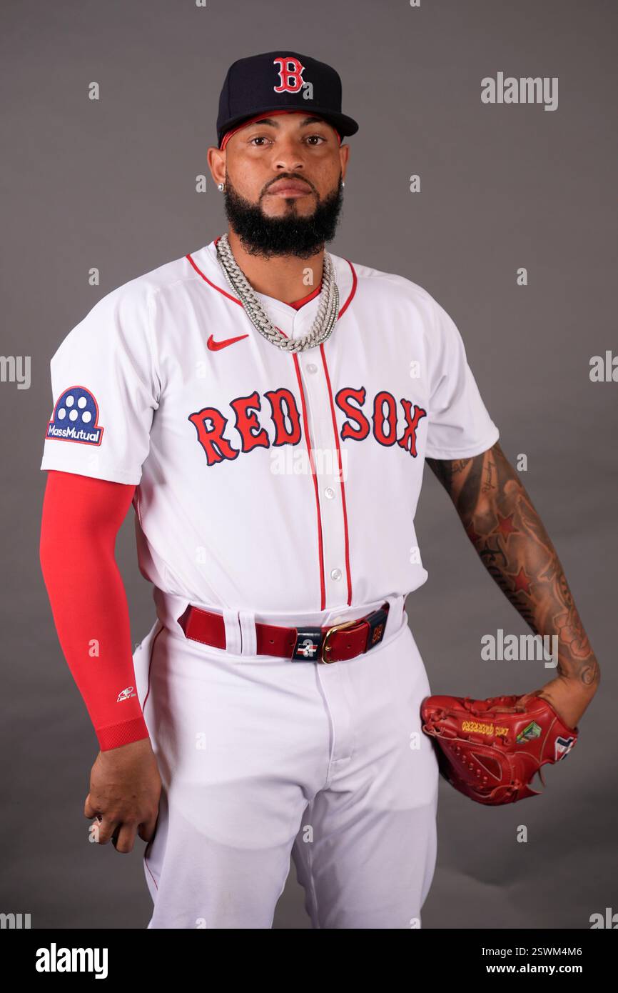Boston Red Sox pitcher Luis Guerrero poses during photo day at the team's training facility ...