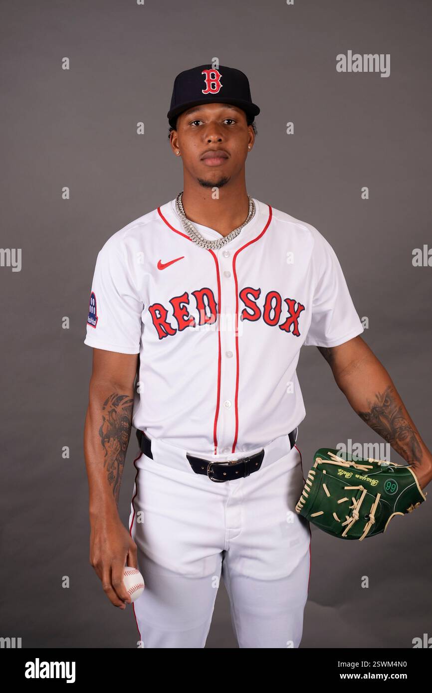Boston Red Sox pitcher Brayan Bello poses during photo day at the team ...