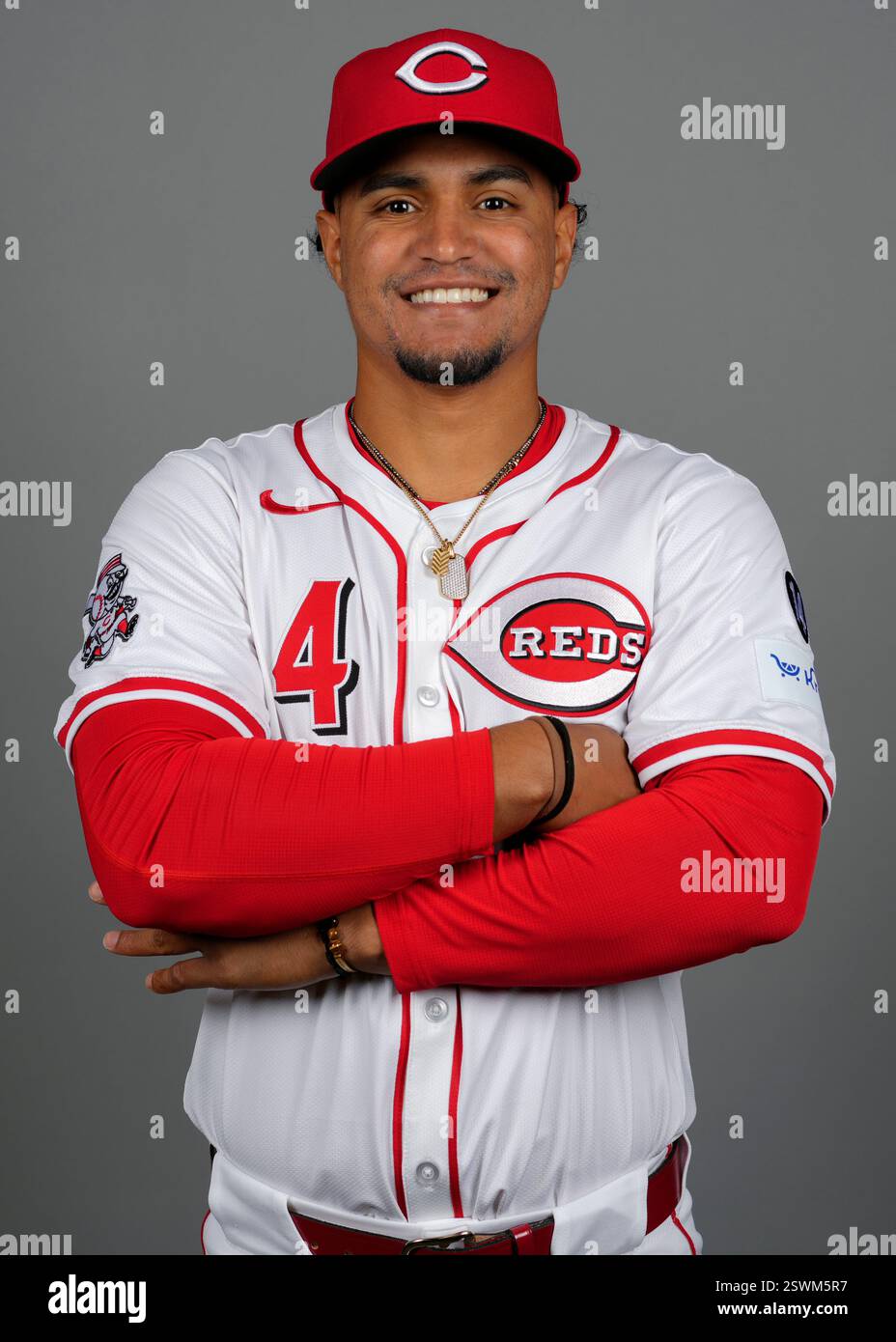 This is a 2025 photo of Santiago Espinal of the Cincinnati Reds ...