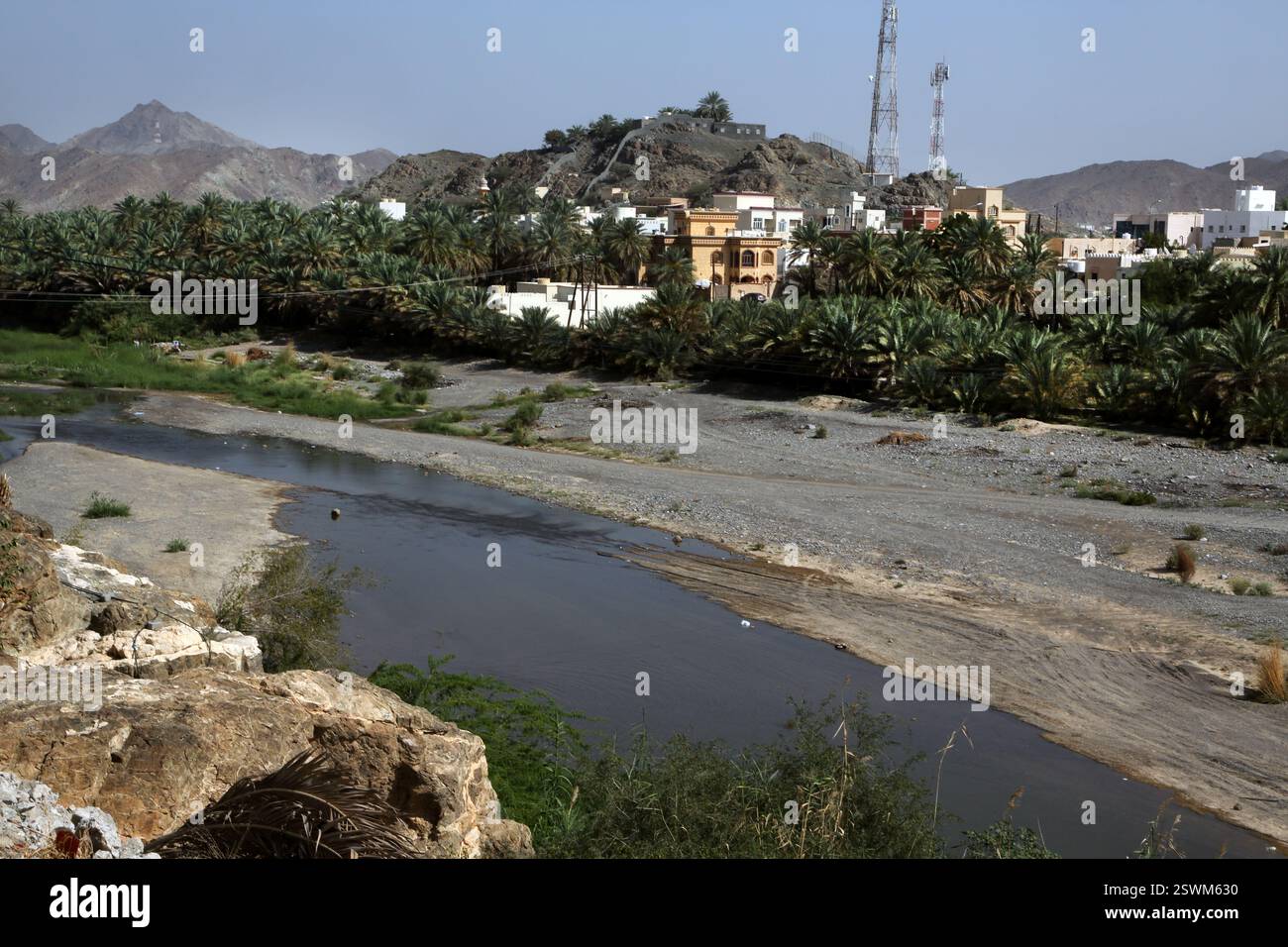 Communication Tower and Village by Wadi Fanja - Al - Hadith, Fanja Oman ...