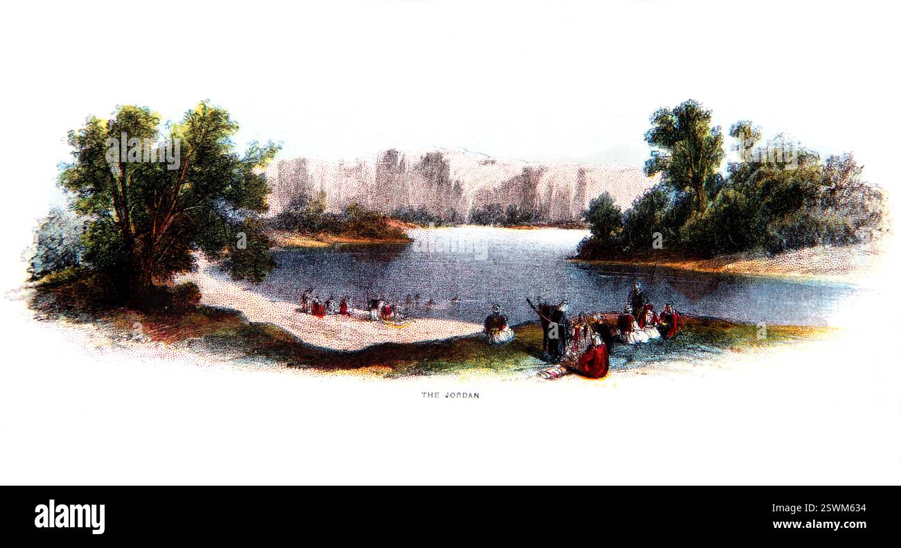 Illustration of the Jordan River Biblical Place in Old and New ...