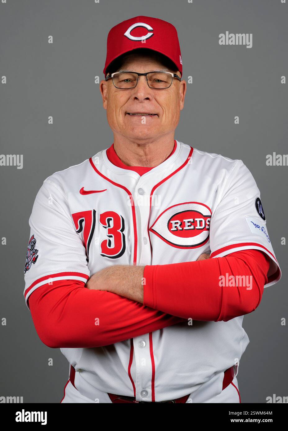 This is a 2025 photo of bench coach Brad Mills of the Cincinnati Reds ...