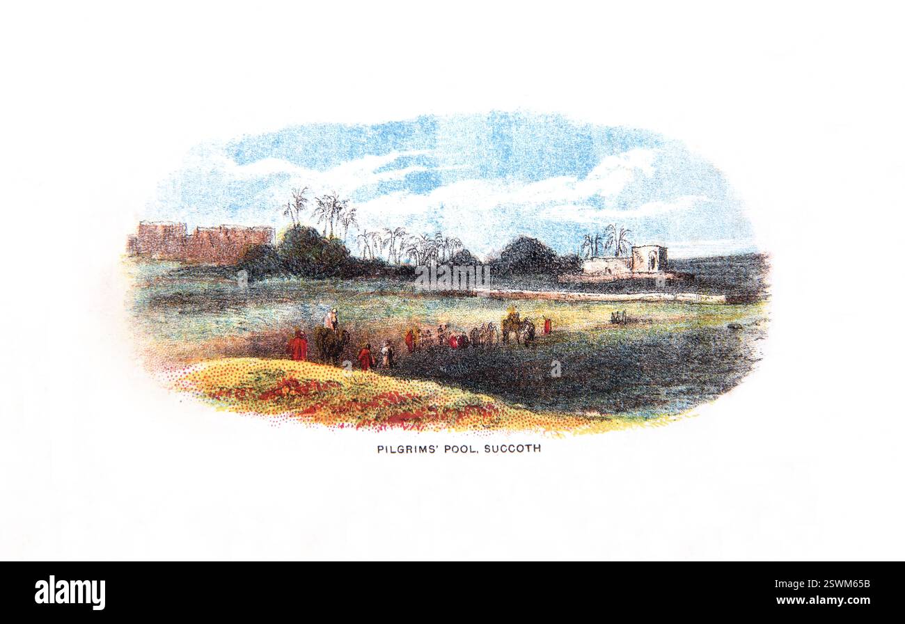 Illustration of the Pilgrim's Pool Succoth from Antique 19th Century ...