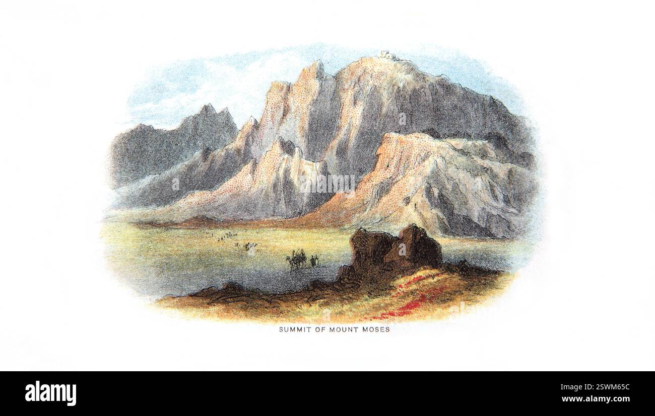 Illustration of the Summit of Mount Moses (mount Sinai) from Antique ...