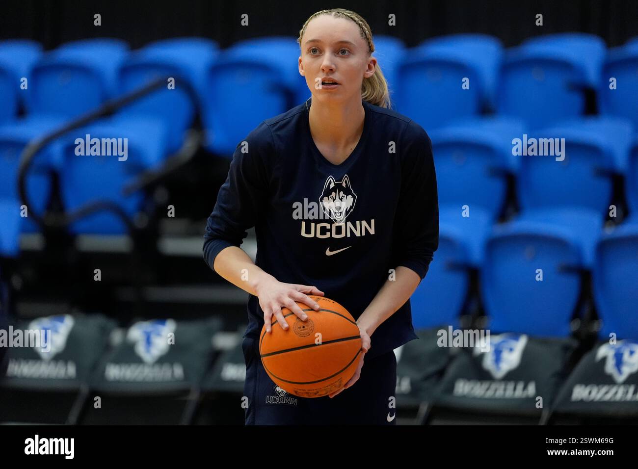 UConn's Paige Bueckers warms up before before an NCAA women's college ...