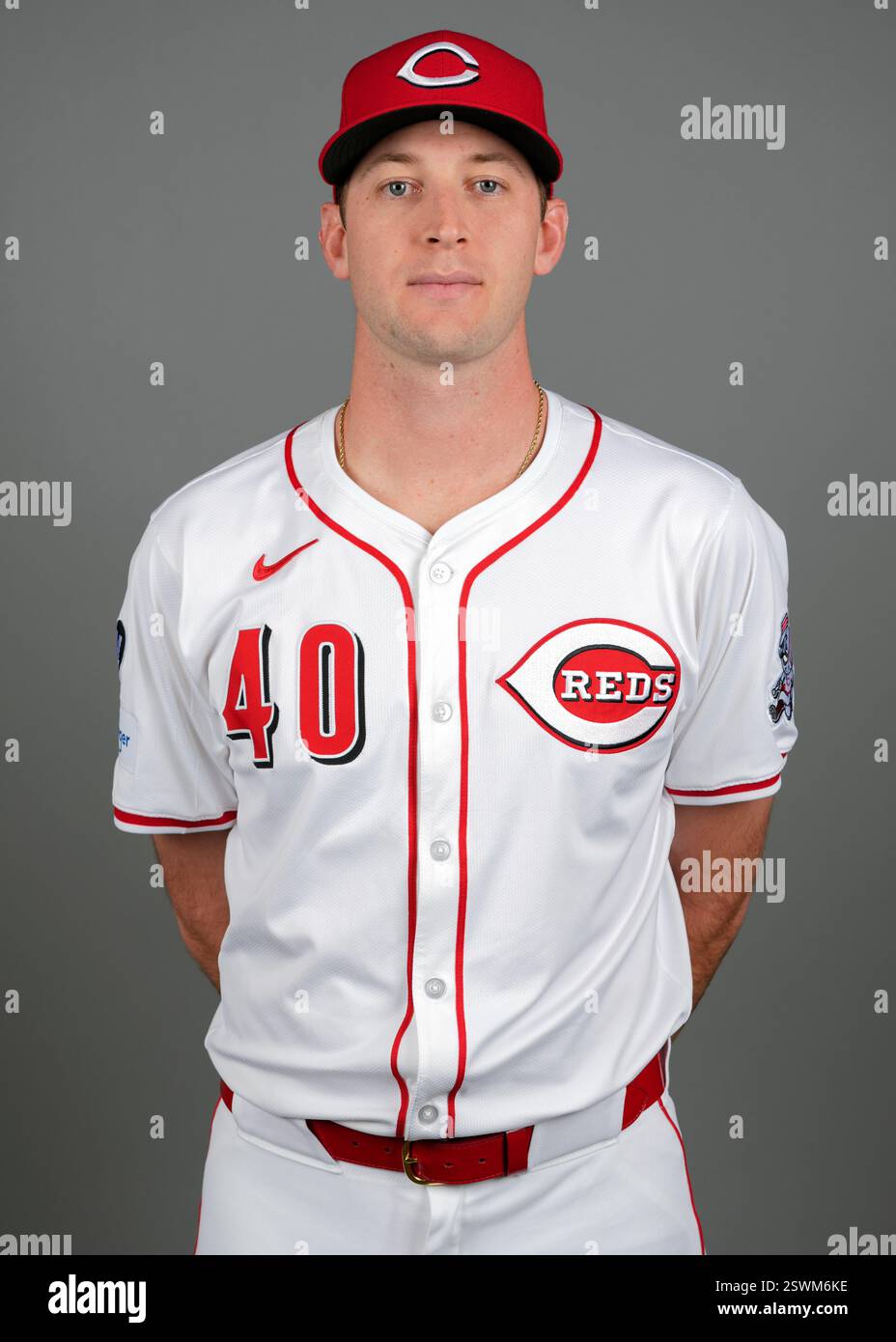 This is a 2025 photo of pitcher Nick Lodolo of the Cincinnati Reds baseball team. This image ...