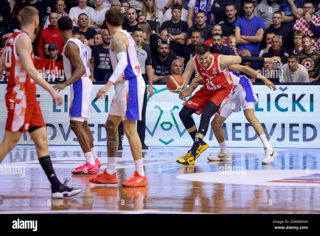 Zadar, Croatia. 21st Feb, 2025. Marin Maric of Croatia in action during ...