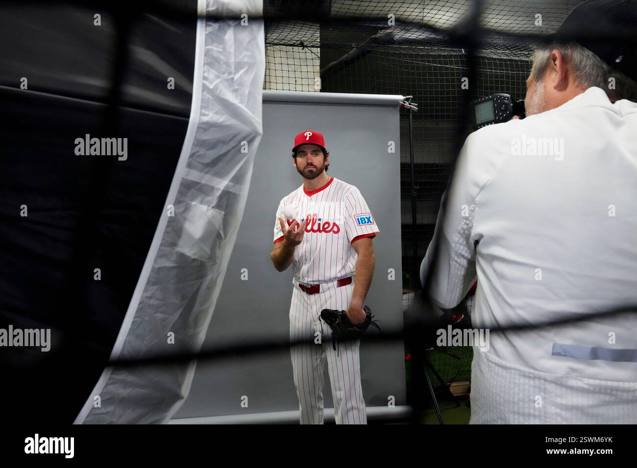 Philadelphia Phillies pitcher Jordan Romano, as seen through the ...