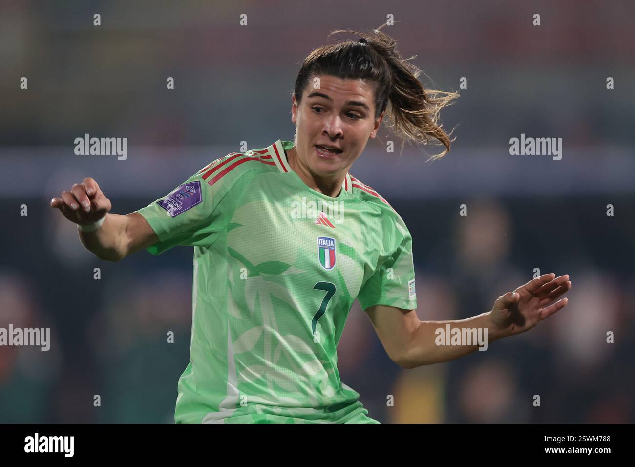 Monza, Italy. 21st Feb, 2025. Sofia Cantore of Italy reacts during the UEFA Women's Nations ...