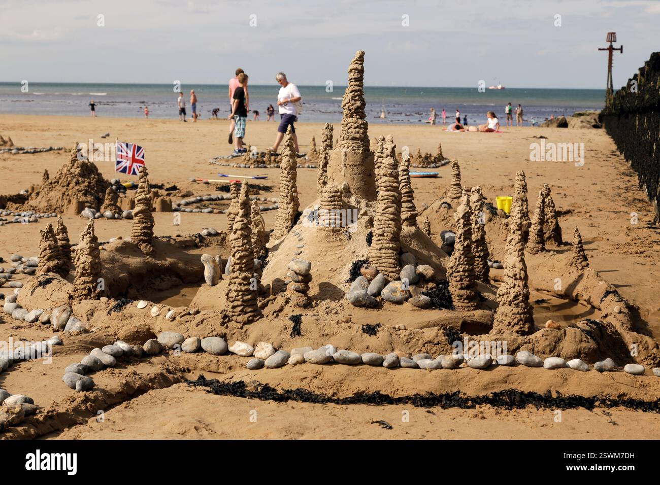 Large sandcastle on beach Norfolk England UK 2015 Stock Photo - Alamy