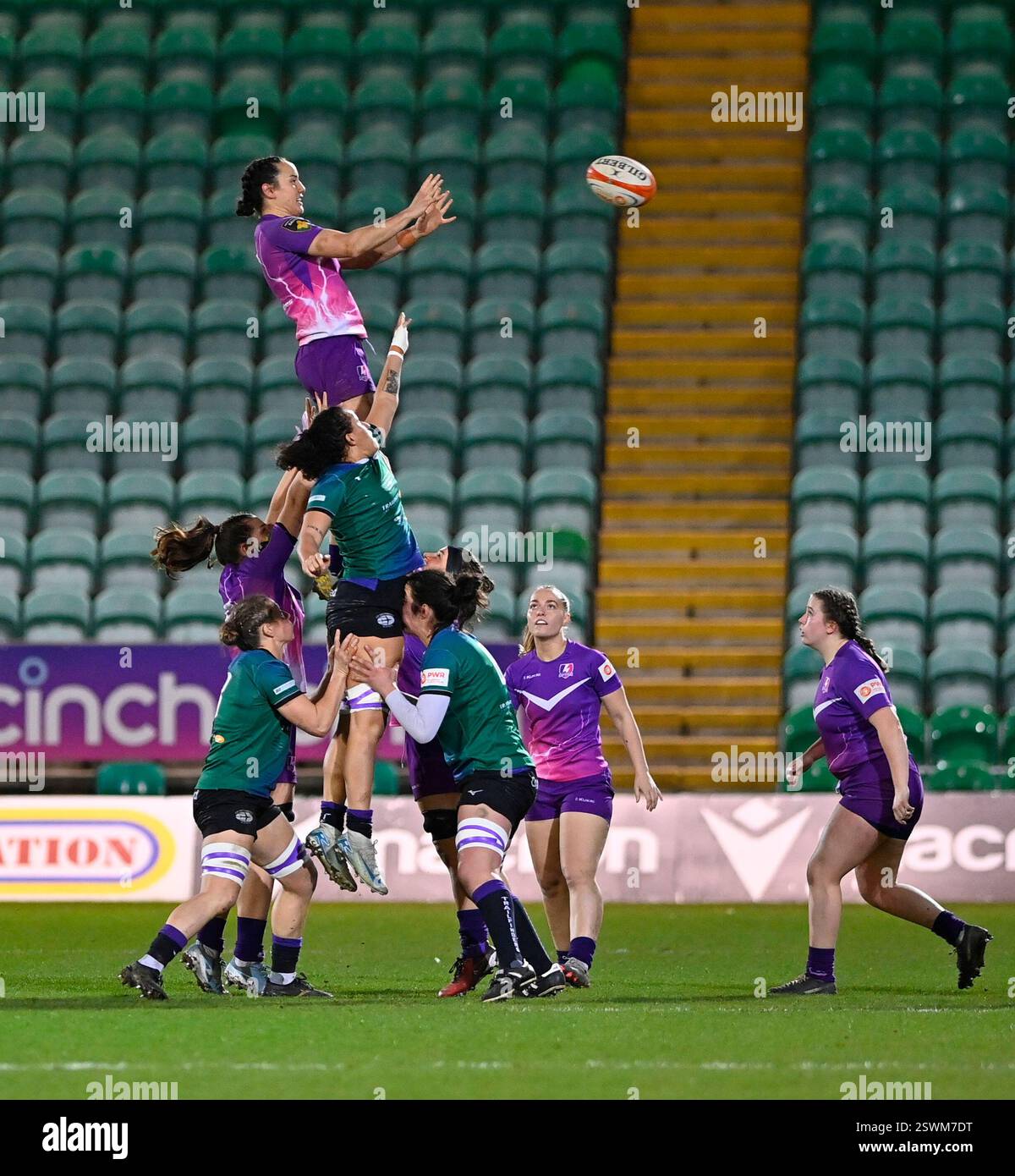 NORTHAMPTON, ENGLAND - Feb 21-2025: Loughborough no7 Hallie Taufoou ...