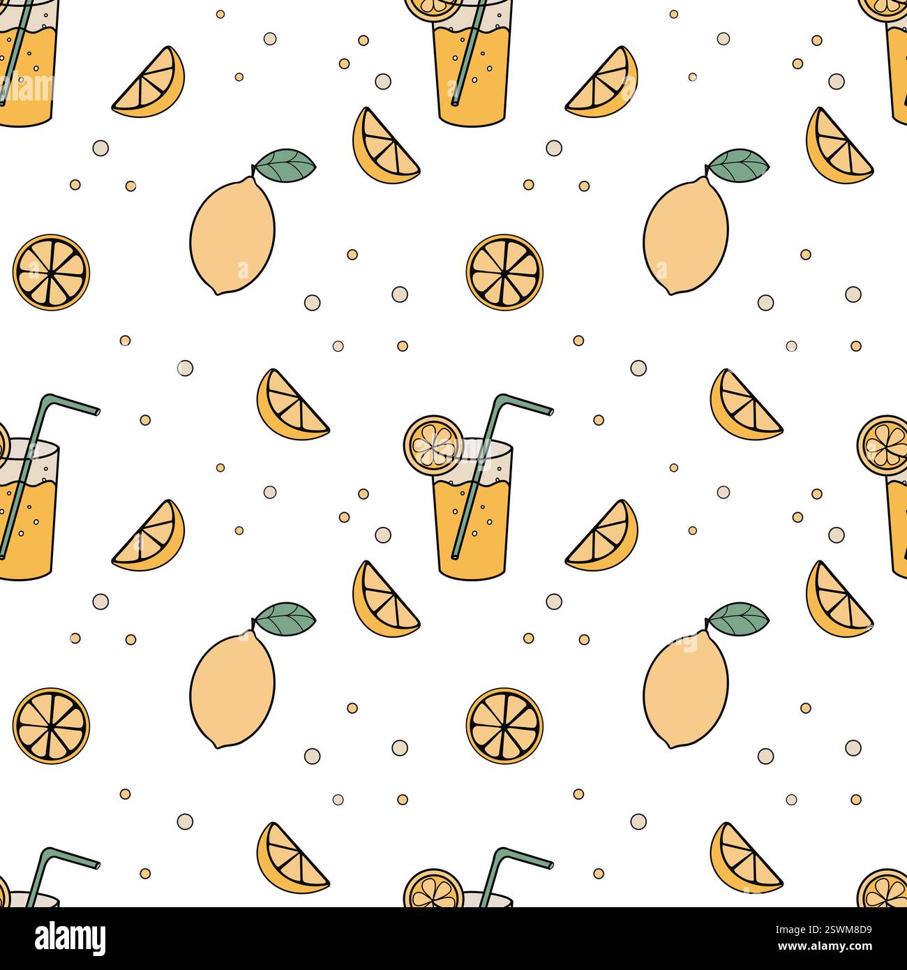 Seamless pattern with lemonade and lemons Stock Photo - Alamy