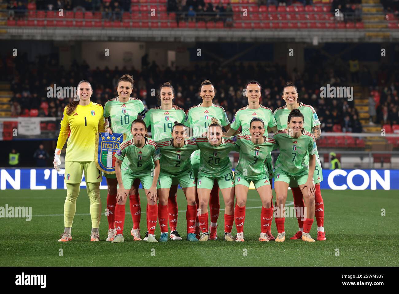 Monza, Italy. 21st Feb, 2025. The Italy starting eleven line up for a ...