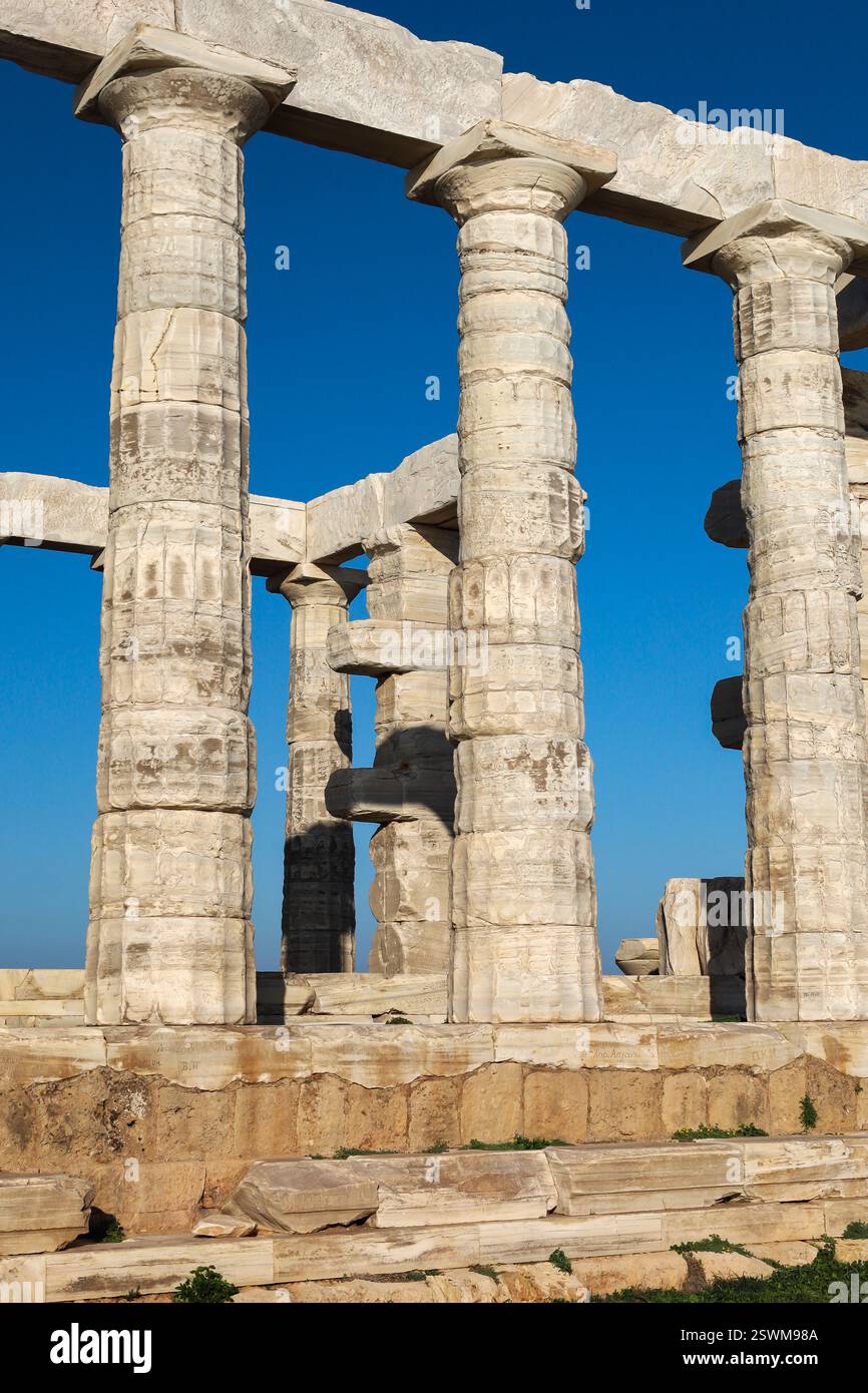 Sounio, Greece - January 19, 2025 - The majestic ruins of the Temple of ...