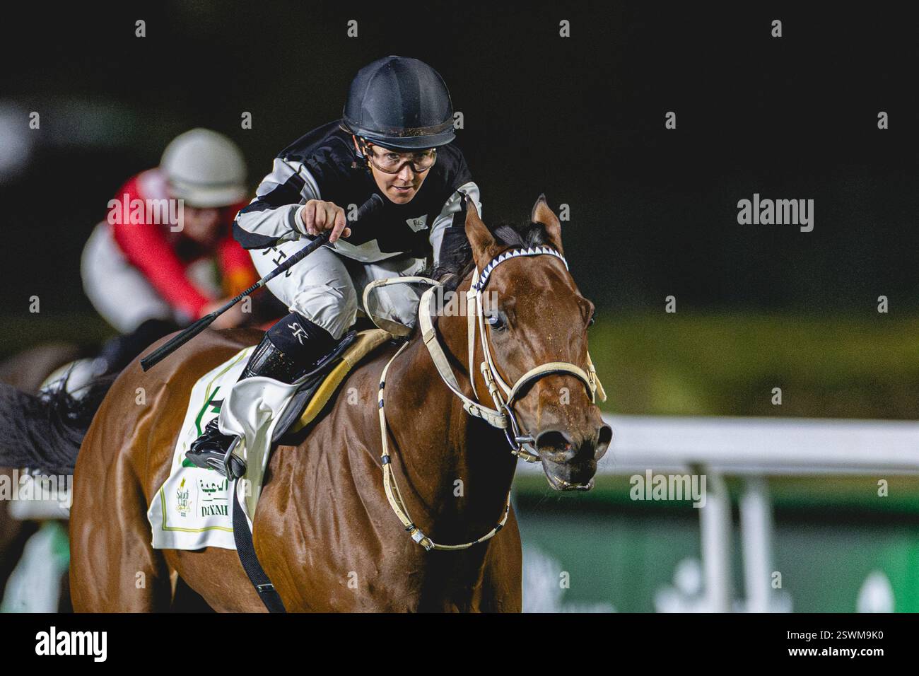 February 21, 2025, Riyadh, USA: Miyagi (11) ridden by Rachel King wins ...