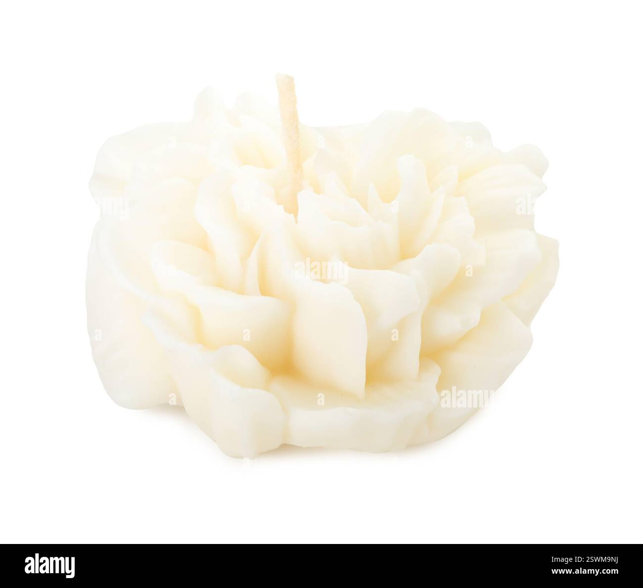 One beautiful flower-shaped candle isolated on white Stock Photo - Alamy