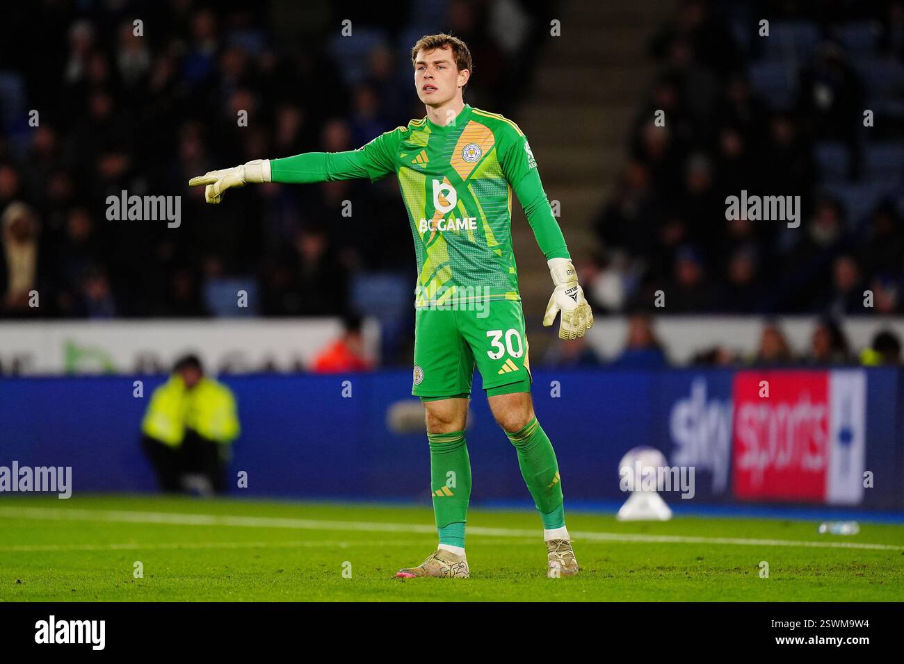 Leicester City goalkeeper Mads Hermansen during the Premier League ...
