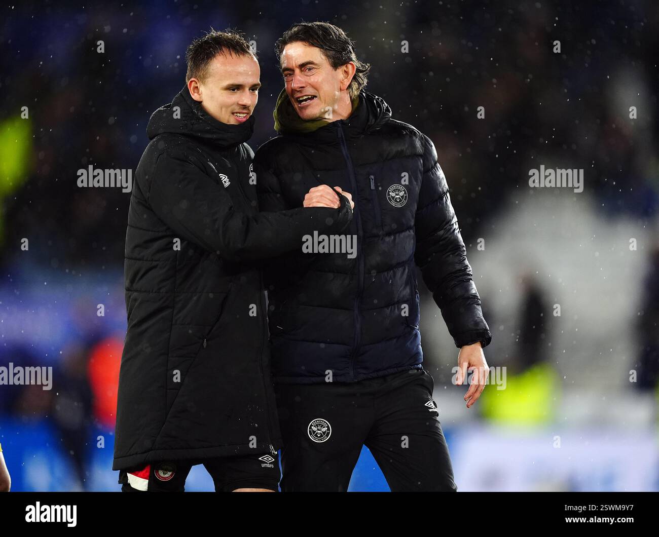 Brentford manager Thomas Frank with Mikkel Damsgaard after the final ...
