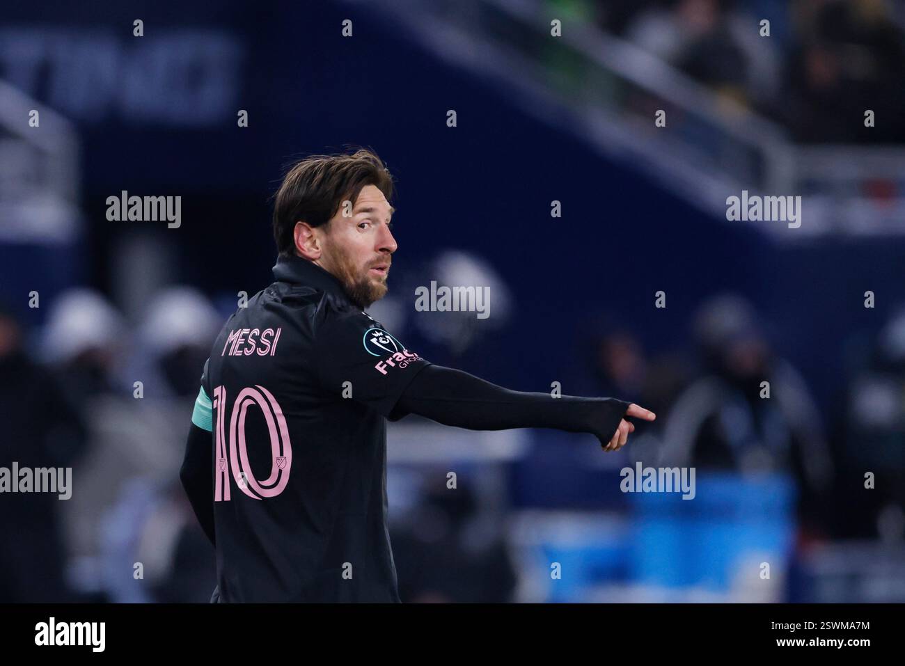 Inter Miami forward Lionel Messi reacts during the first half of a ...