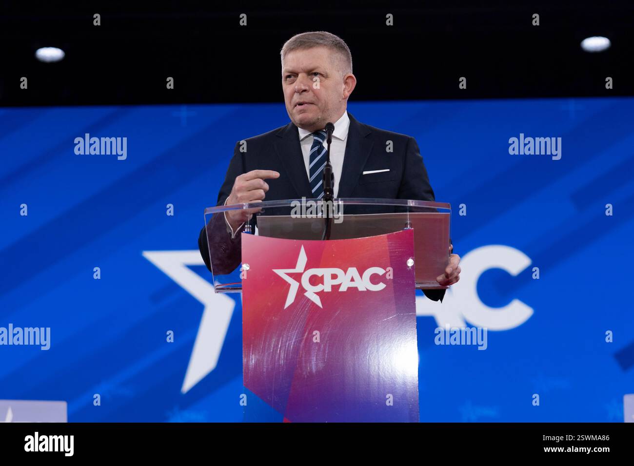 Slovakia's Prime Minister Robert Fico speaks at the Conservative ...