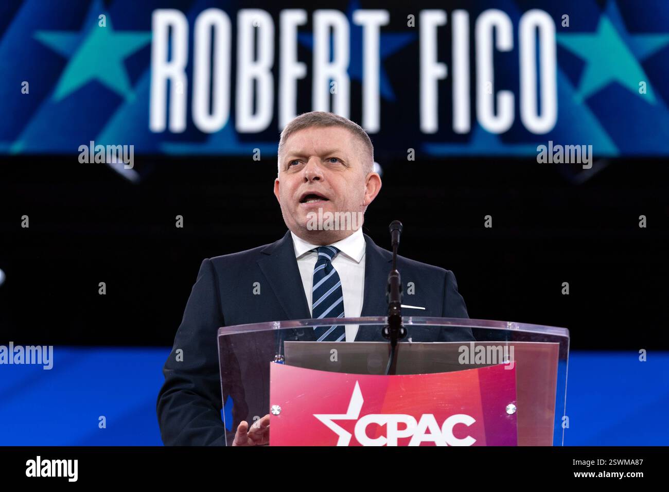 Slovakia's Prime Minister Robert Fico speaks at the Conservative ...