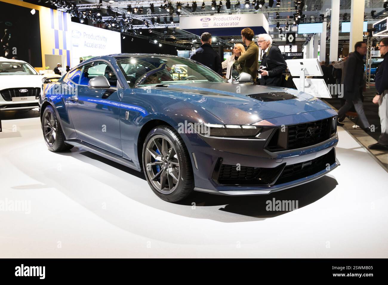 Ford Mustang (2025) sports car at the Brussels Motor Show. Brussels ...