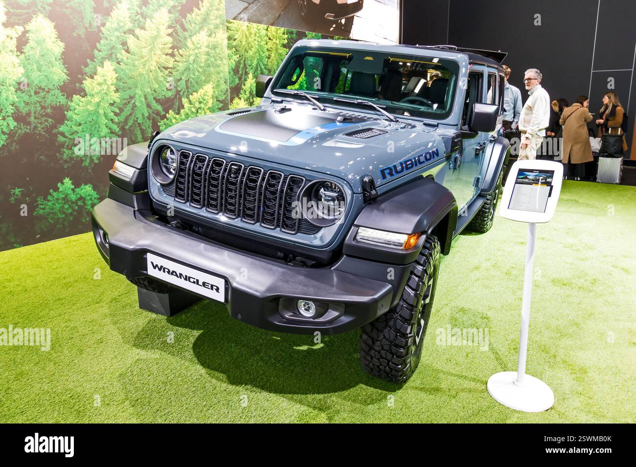 Jeep Wrangler Rubicon (2025) car at the Brussels Motor Show. Brussels ...