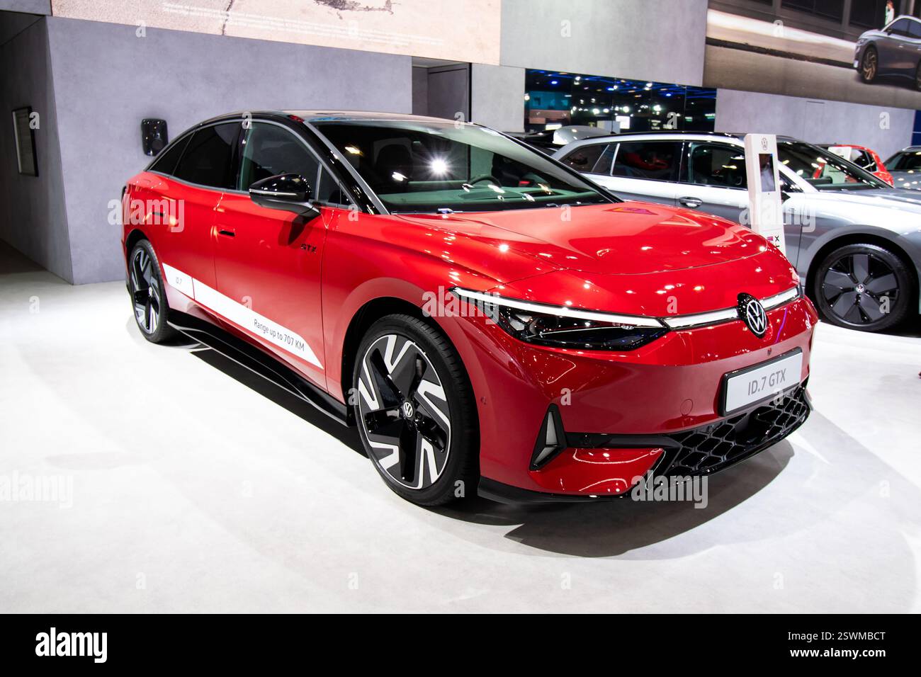 Volkswagen ID.7 GTX (2025) all-electric fastback car at the Brussels ...
