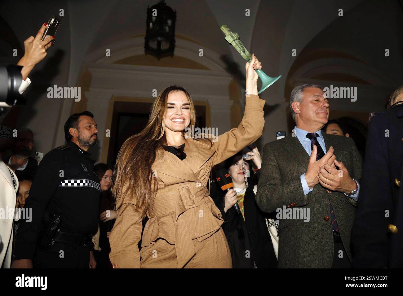 Sevilla, Spain. 21st Feb, 2025. Singer Melody meeting with fan before ...