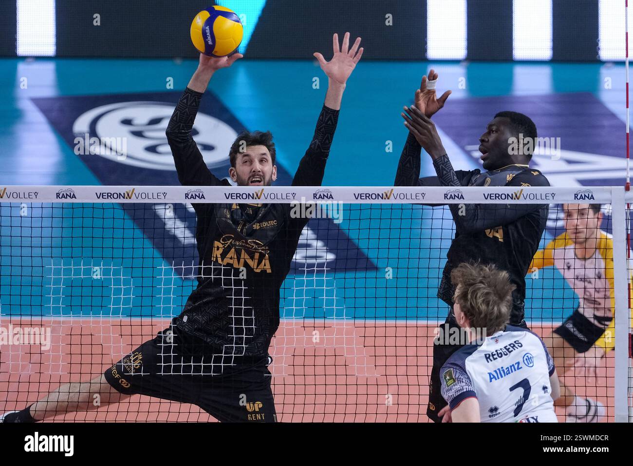 Block of Marco Vitelli of Rana Verona during the match between Rana ...