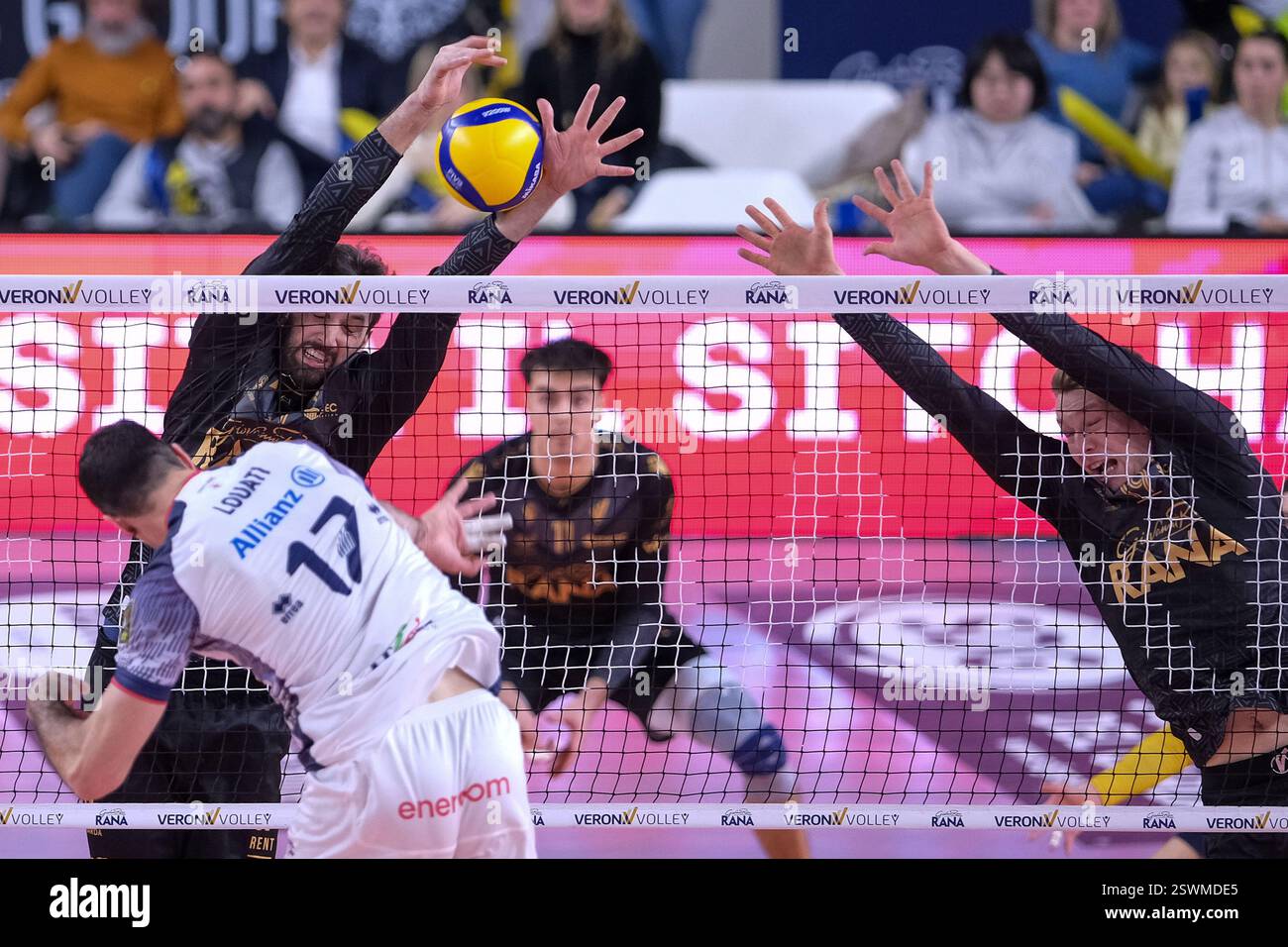 Block of Marco Vitelli of Rana Verona during the match between Rana ...
