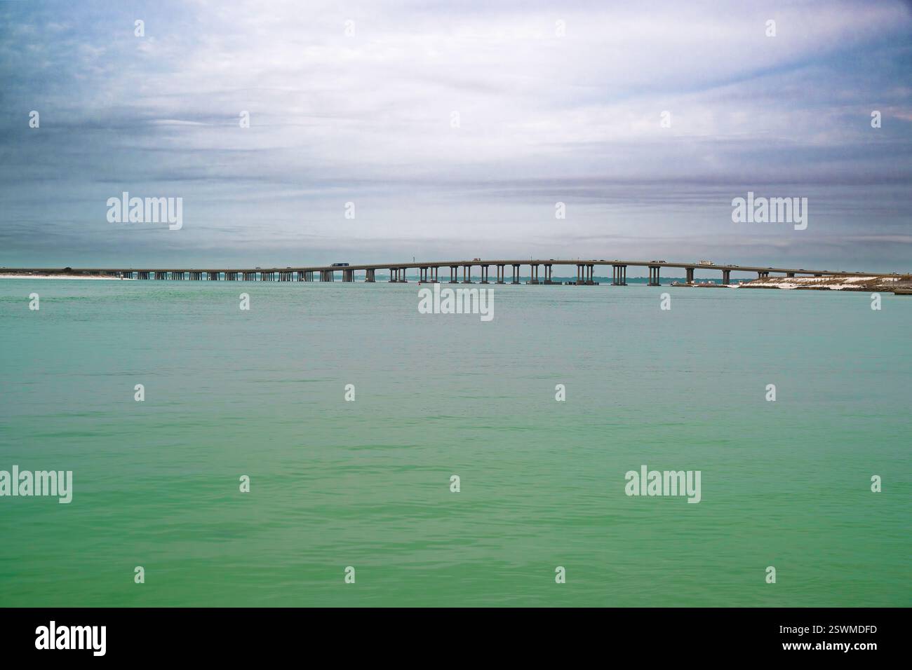 Destin Bridge spanning the emerald waters of the Emerald Coast, Florida ...