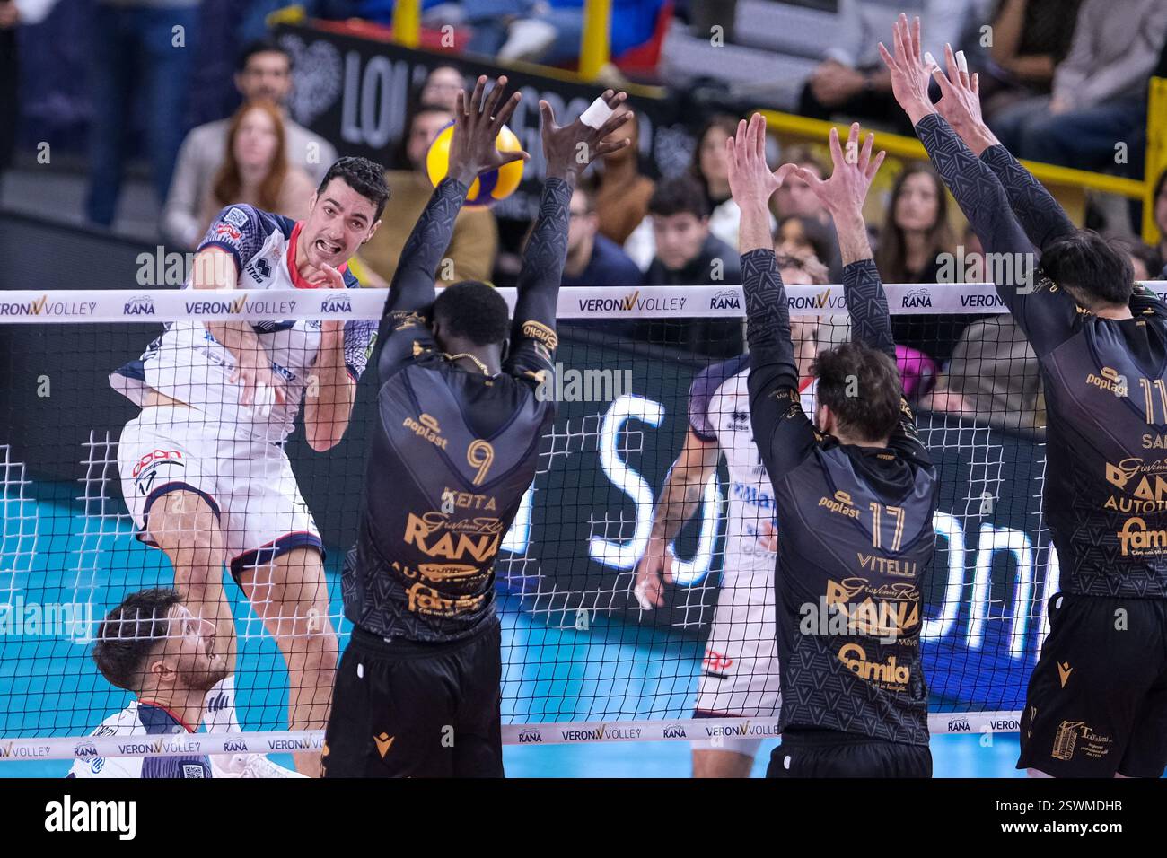 Attack of Yacine Louati of Allianz Power Volley Milano during the match ...