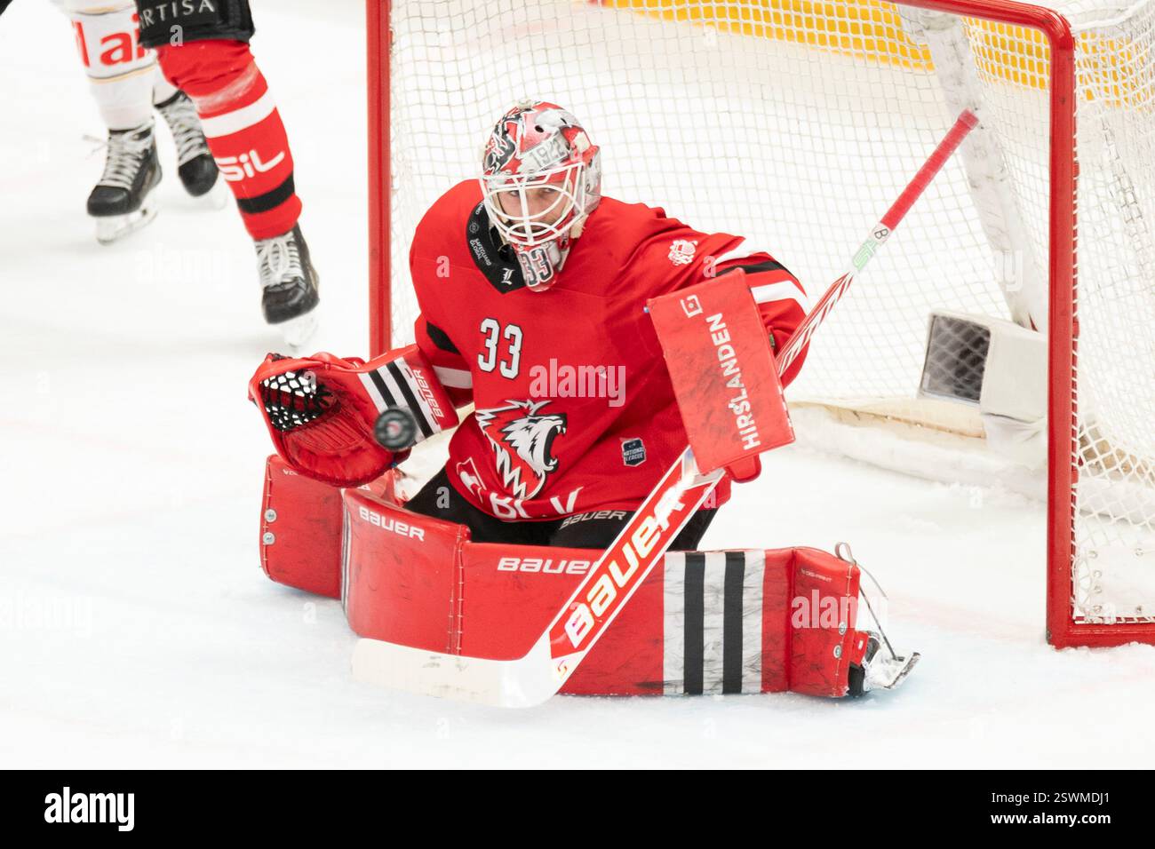 Lausanne, Switzerland. , . Kevin Pasche (goalkeeper) of Lausanne HC #33 ...