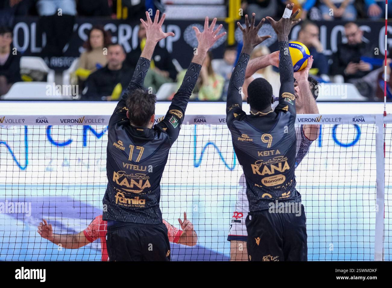 Attack of Yacine Louati of Allianz Power Volley Milano during the match ...