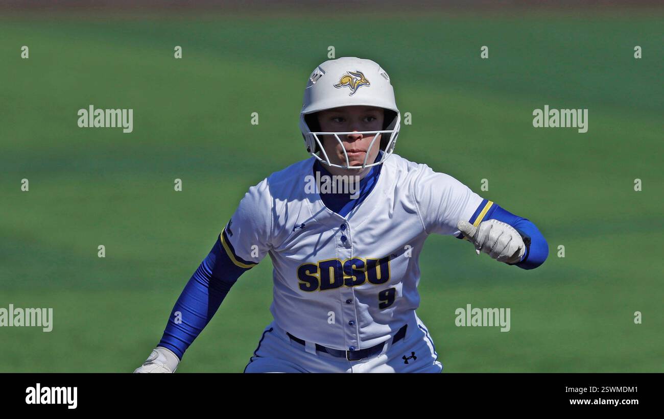 South Dakota State's Brooke Dumont leads off of second during an NCAA ...